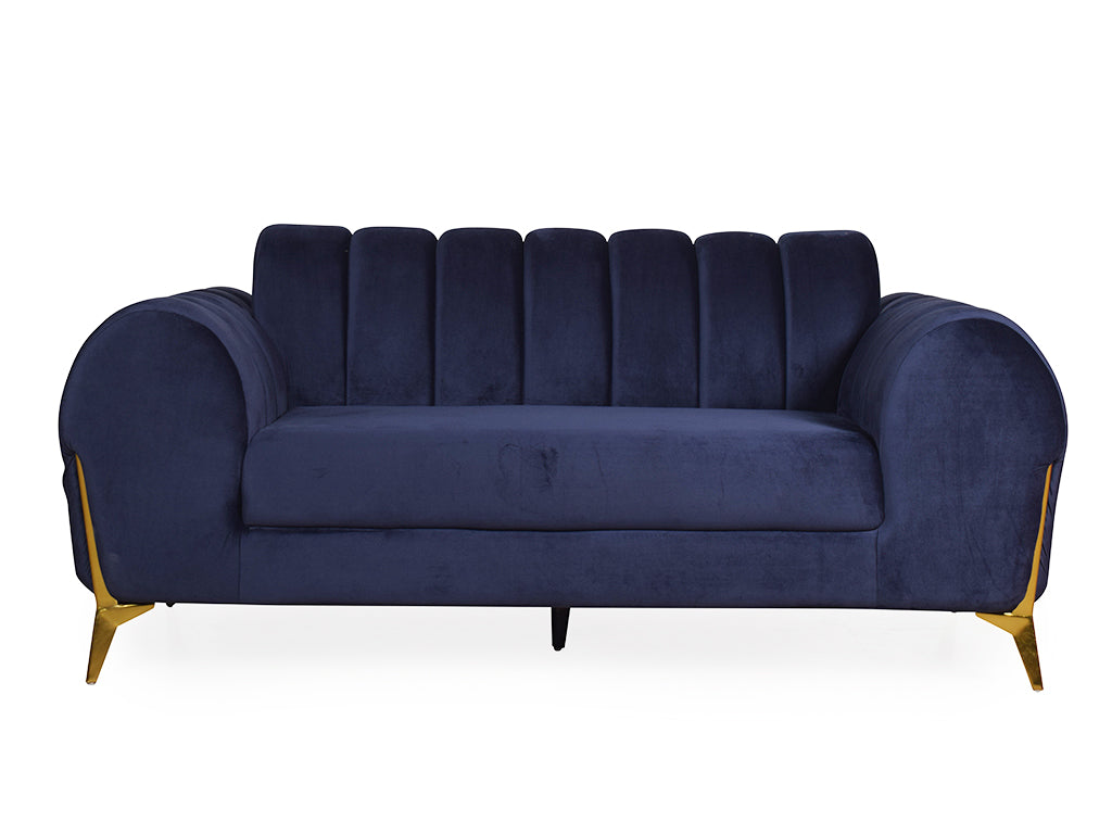 Parker Sofa in Blue Velvet Fabric With Golden Sword Legs – GetMyCouch