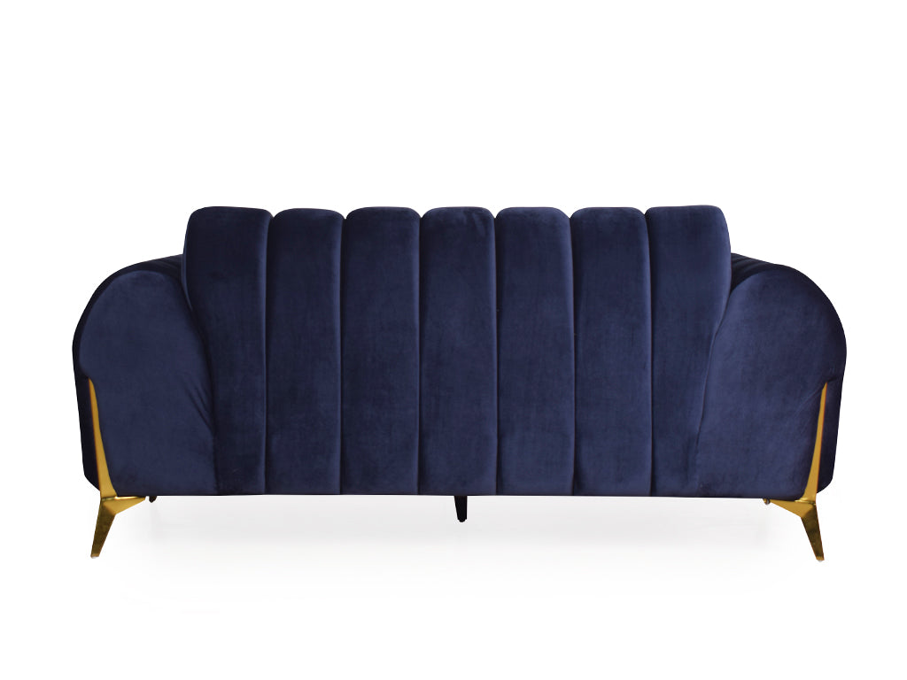 Parker Sofa in Blue Velvet Fabric With Golden Sword Legs – GetMyCouch